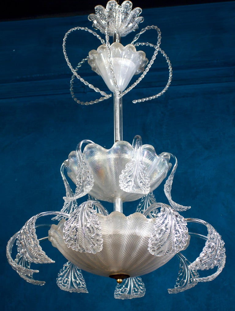 Superb Art Deco Ninfea Murano Glass Chandelier by Barovier Italy, 1940 ...