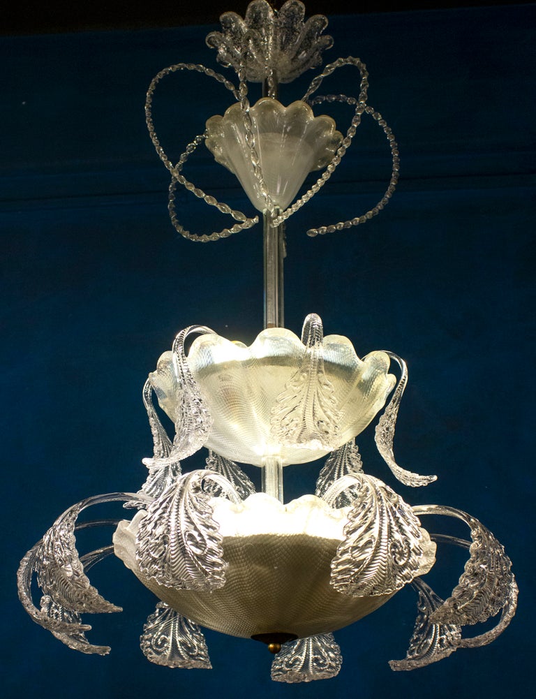 Superb Art Deco Ninfea Murano Glass Chandelier by Barovier Italy, 1940 ...