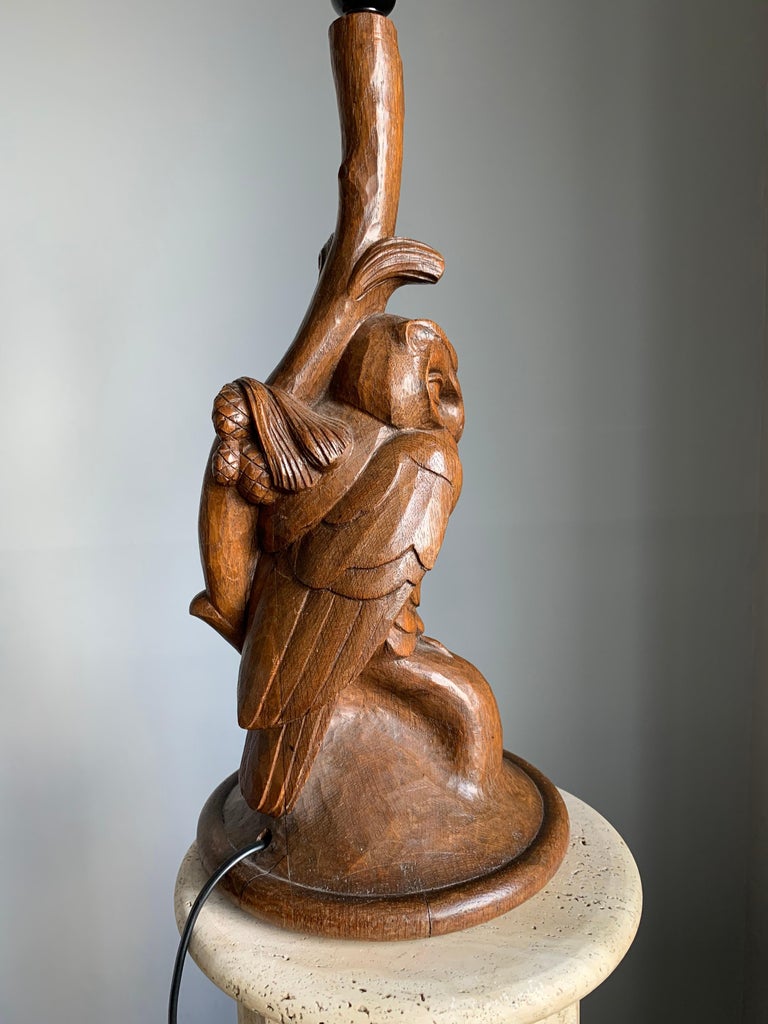 Stylish Arts and Crafts Hand Carved Oak Owl Sculpture Desk or Table ...