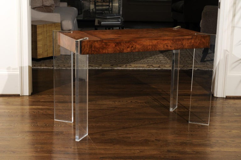 Superb Bookmatch Olivewood Console, Game Table and Writing Desk, circa ...