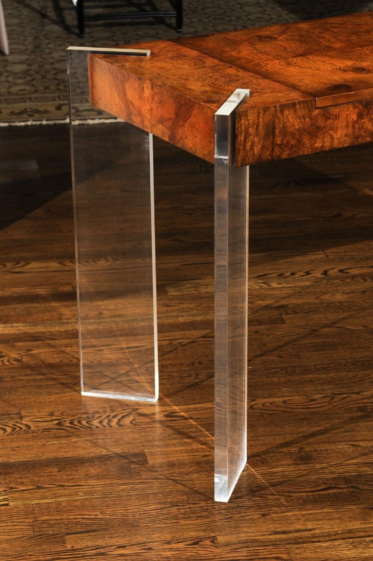 Superb Bookmatch Olivewood Console, Game Table and Writing Desk, circa ...