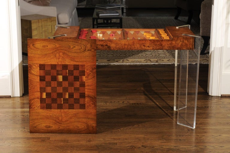 Superb Bookmatch Olivewood Console, Game Table and Writing Desk, circa ...