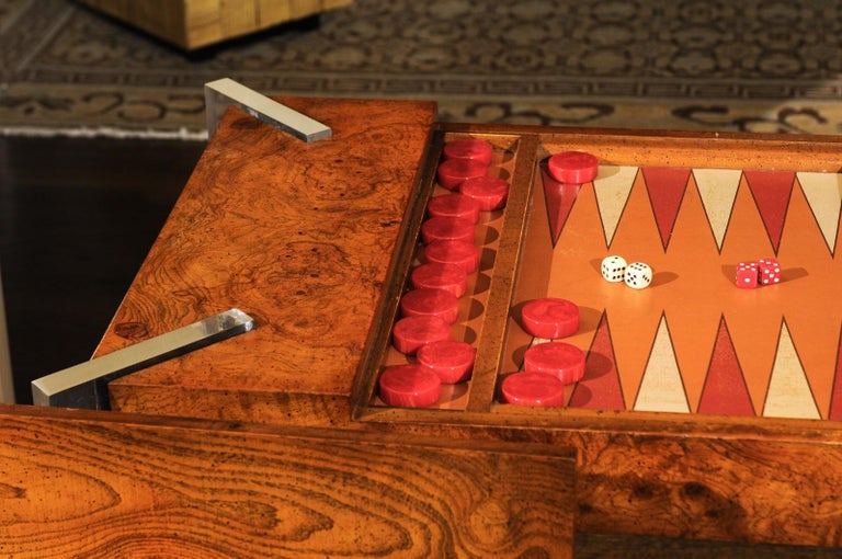 Superb Bookmatch Olivewood Console, Game Table and Writing Desk, circa ...