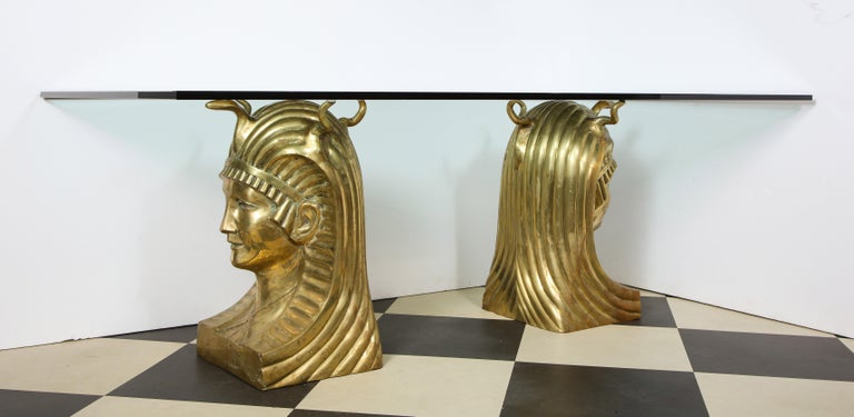 Cast Bronze Pharaoh Head Dining Table with glass top For Sale at ...