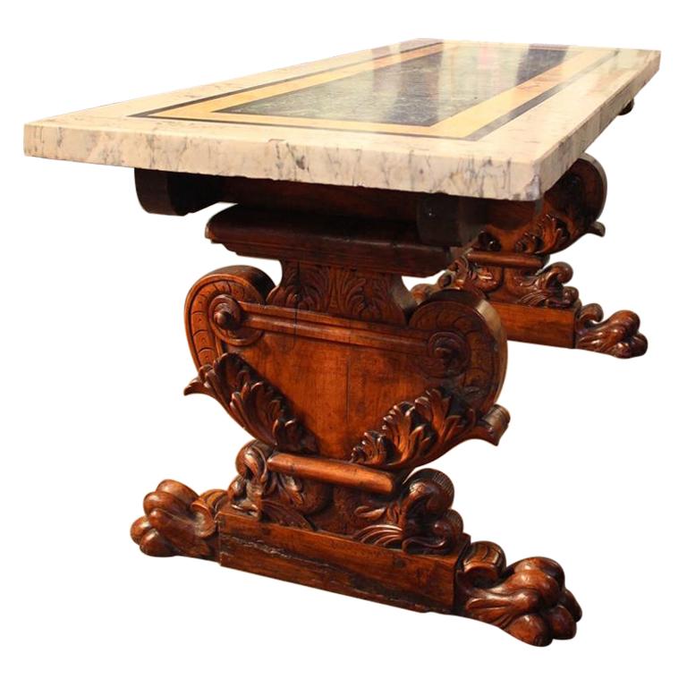 Superb 19th Century Italian Centre Table in Walnut with Marble Top For ...