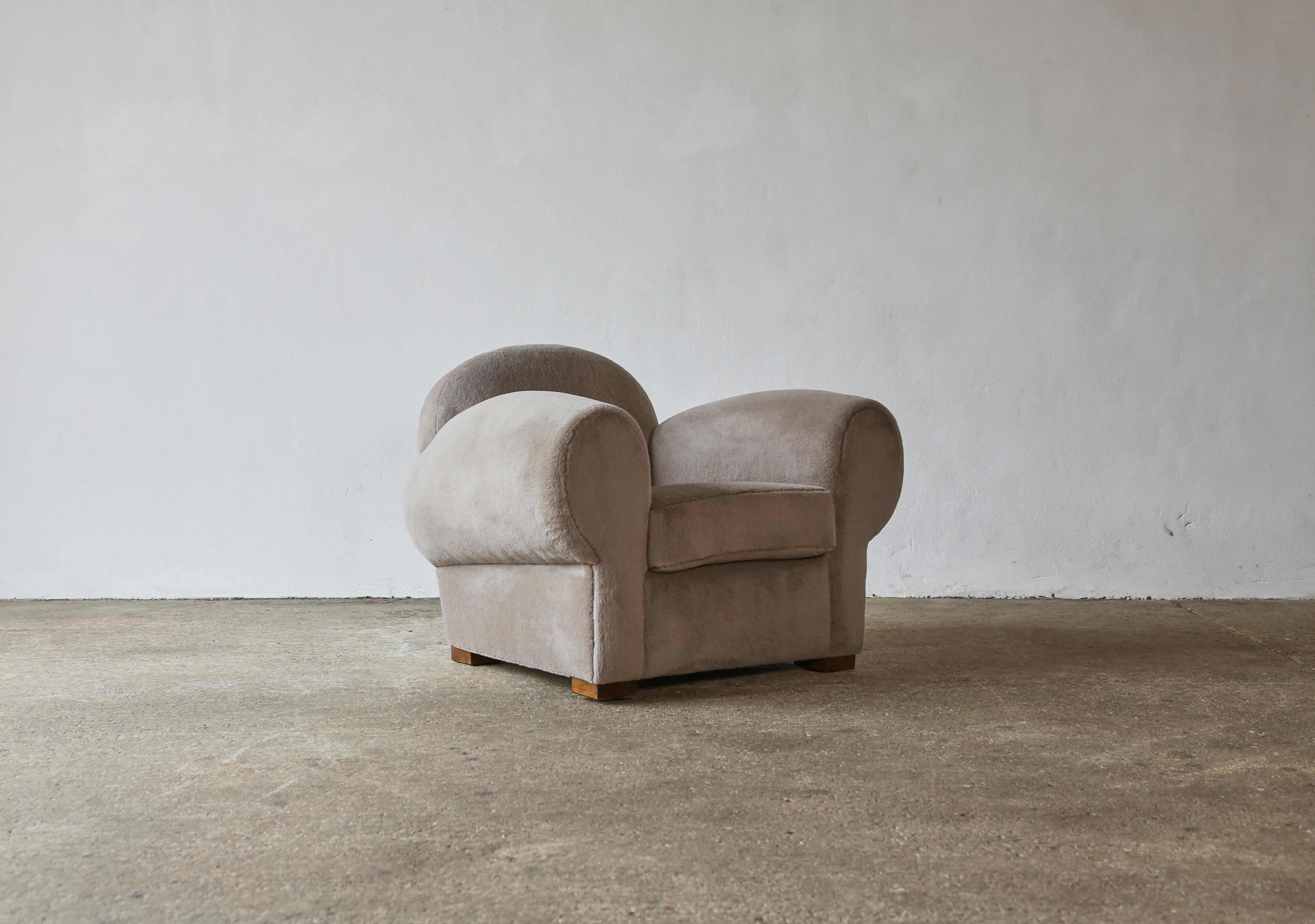 Superb Club Chair, Upholstered in Pure Alpaca For Sale at 1stDibs