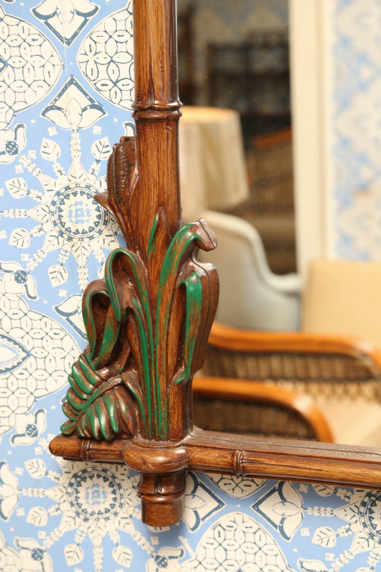 Superb Faux Bamboo Composition Mirror with Pineapple Finial at 1stDibs