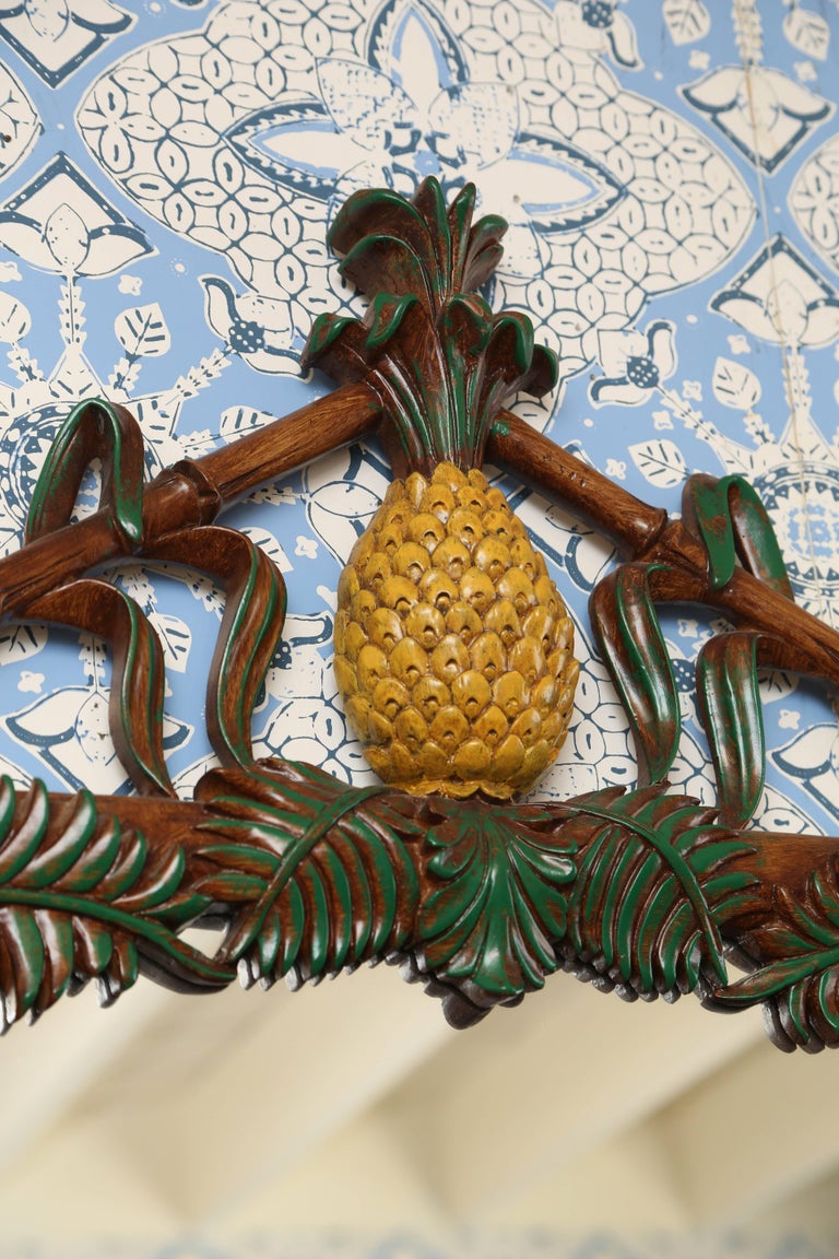Superb Faux Bamboo Composition Mirror with Pineapple Finial at 1stDibs