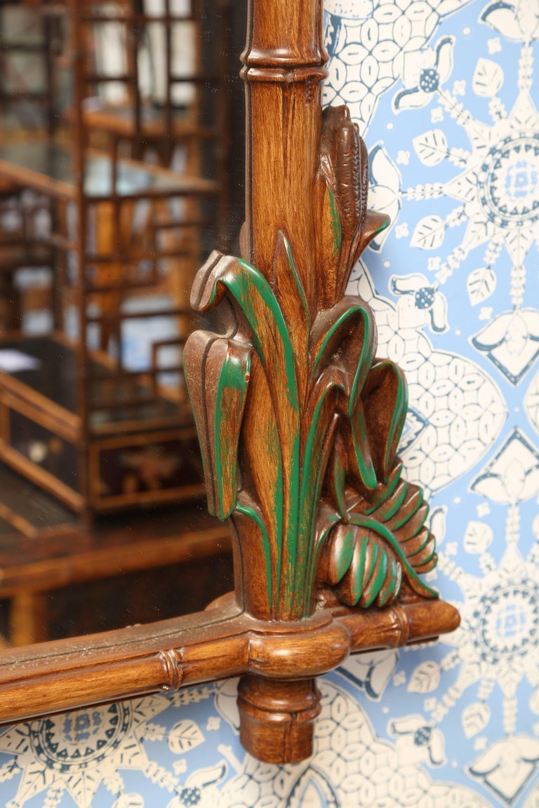 Superb Faux Bamboo Composition Mirror with Pineapple Finial at 1stDibs