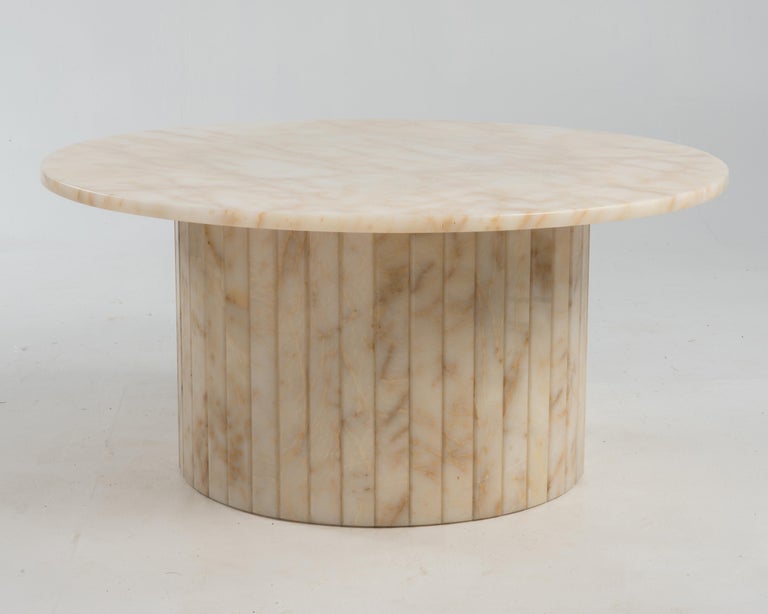 Superb Hollywood Regency Round Alabaster Coffee Table on a Drum Base at ...