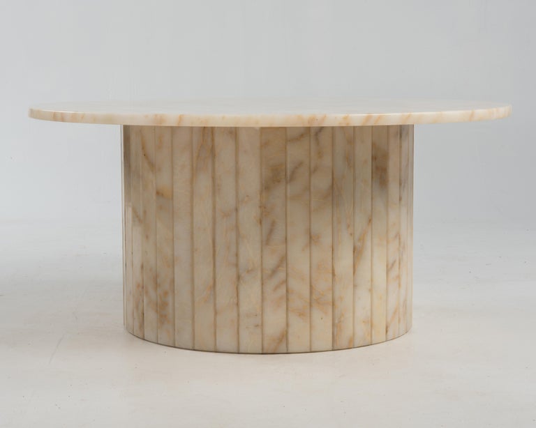 Superb Hollywood Regency Round Alabaster Coffee Table on a Drum Base at ...