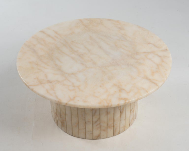 Superb Hollywood Regency Round Alabaster Coffee Table on a Drum Base at ...