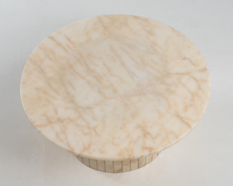 Superb Hollywood Regency Round Alabaster Coffee Table on a Drum Base at ...