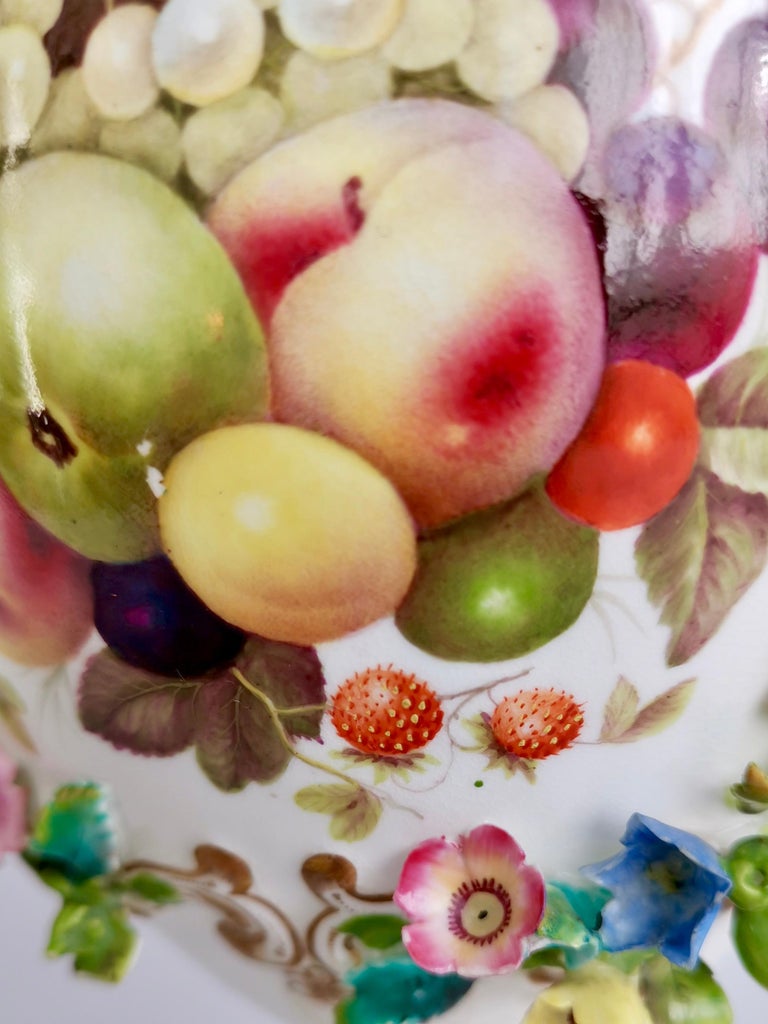 Minton Porcelain Encrusted Vase, Fruits by Thomas Steel, Rococo Revival ...
