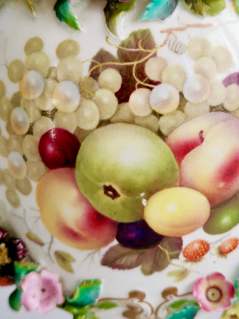 Minton Porcelain Encrusted Vase, Fruits by Thomas Steel, Rococo Revival ...
