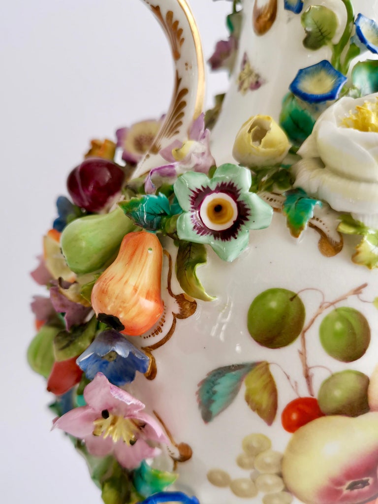 Minton Porcelain Encrusted Vase, Fruits by Thomas Steel, Rococo Revival ...