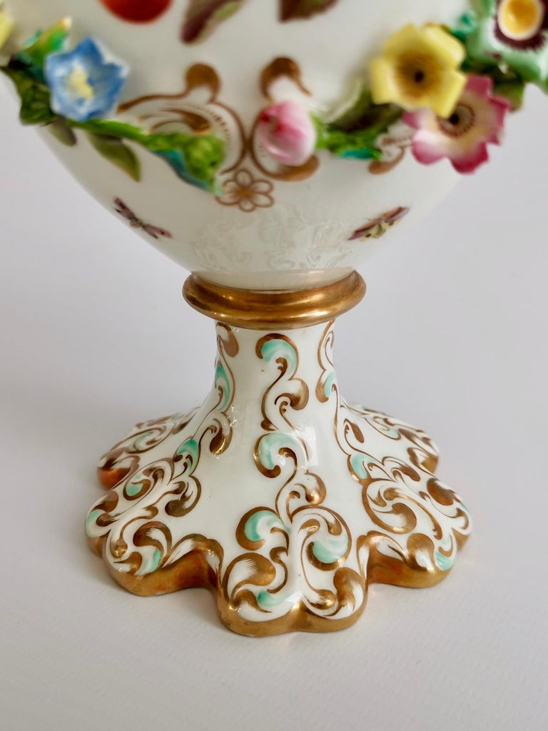 Minton Porcelain Encrusted Vase, Fruits by Thomas Steel, Rococo Revival ...