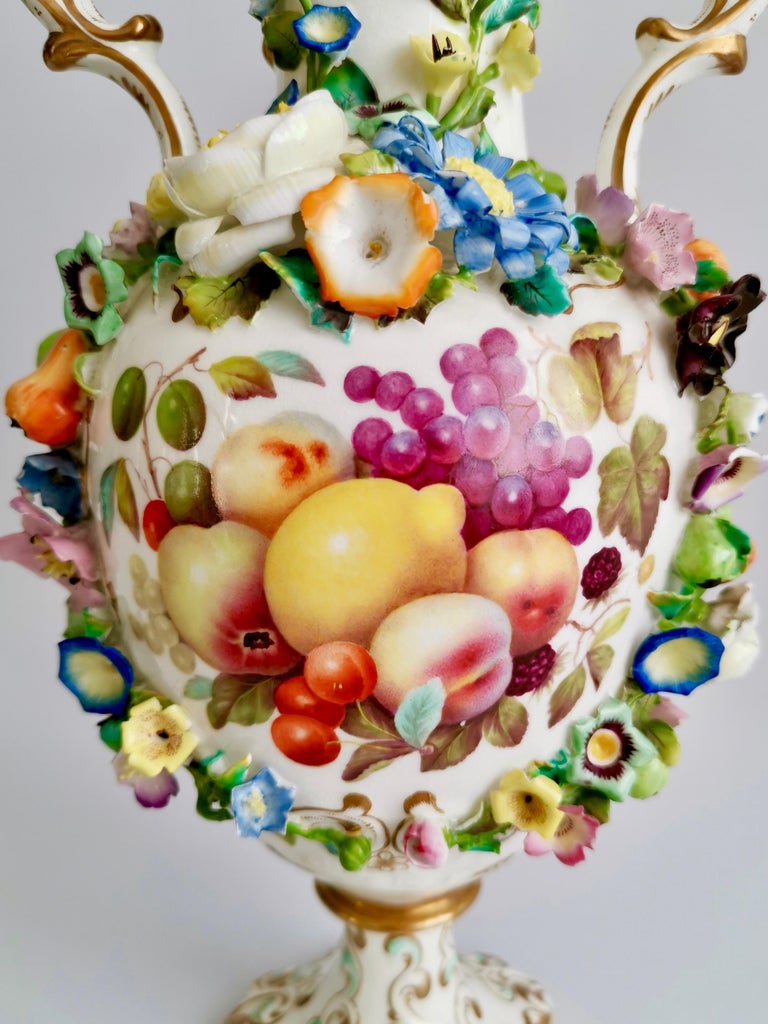 Minton Porcelain Encrusted Vase, Fruits by Thomas Steel, Rococo Revival ...