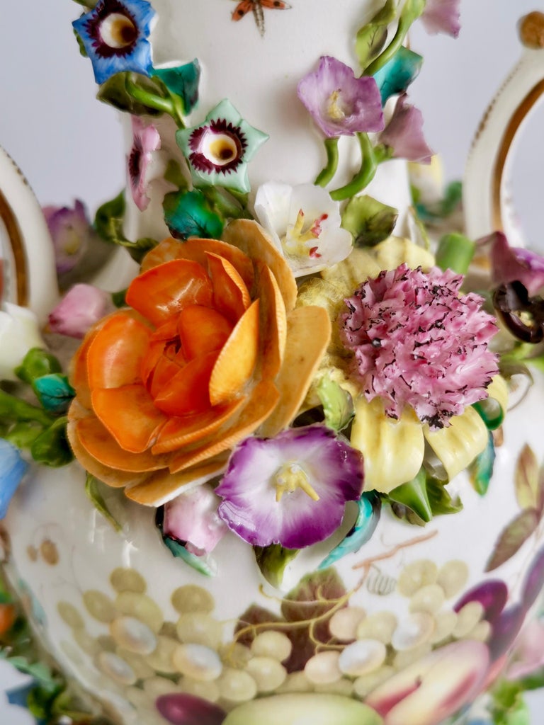 Minton Porcelain Encrusted Vase, Fruits by Thomas Steel, Rococo Revival ...