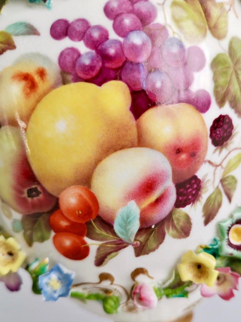 Minton Porcelain Encrusted Vase, Fruits by Thomas Steel, Rococo Revival ...