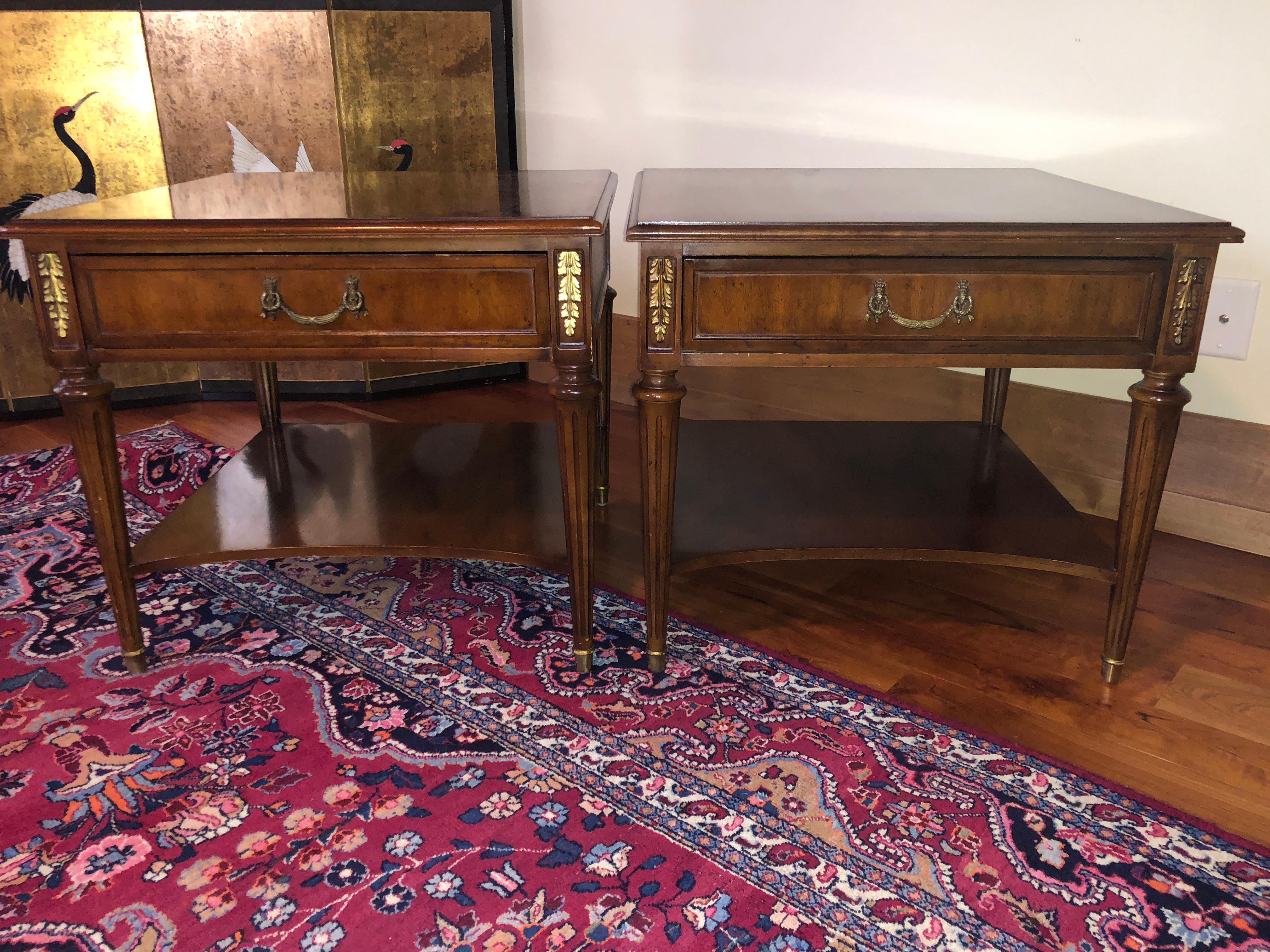 Superb Pair of Classic Henredon 1960s End Tables Drawer For Sale at 1stDibs