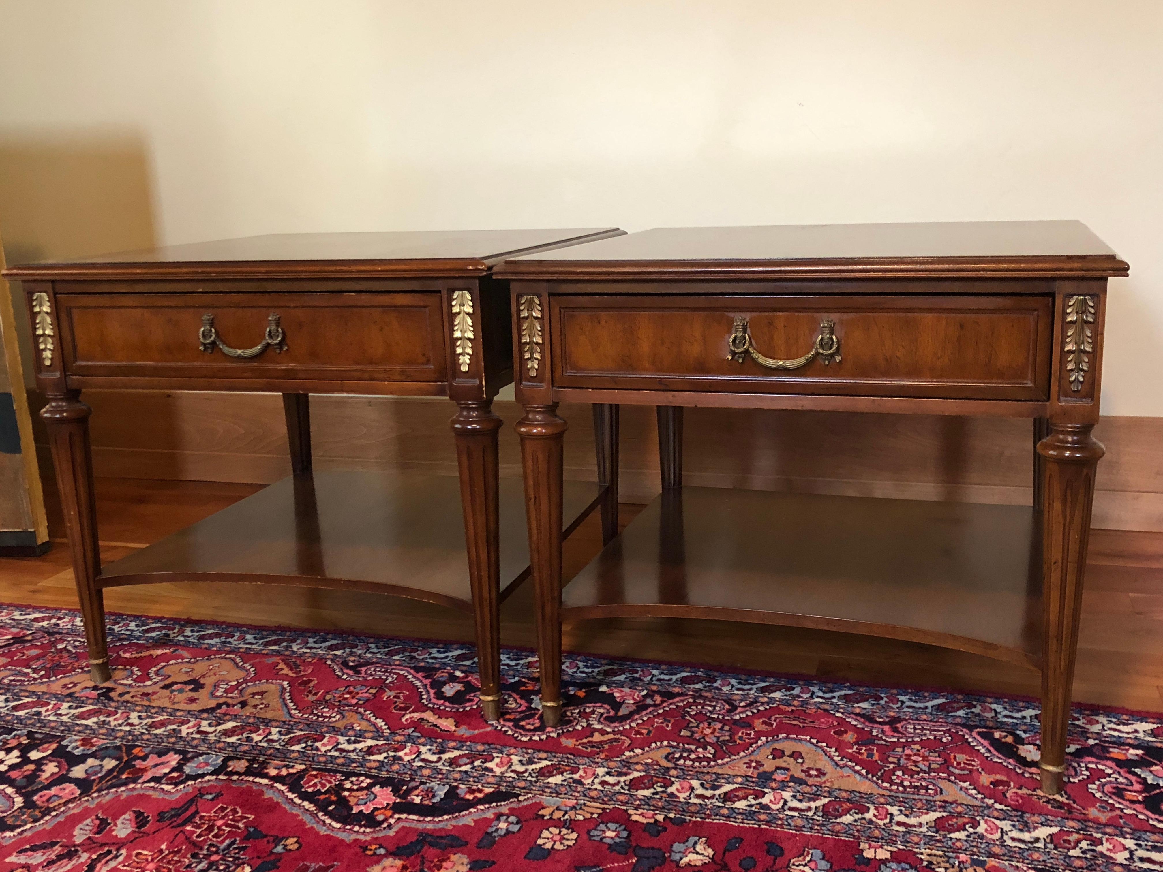 Superb Pair of Classic Henredon 1960s End Tables Drawer For Sale at 1stDibs