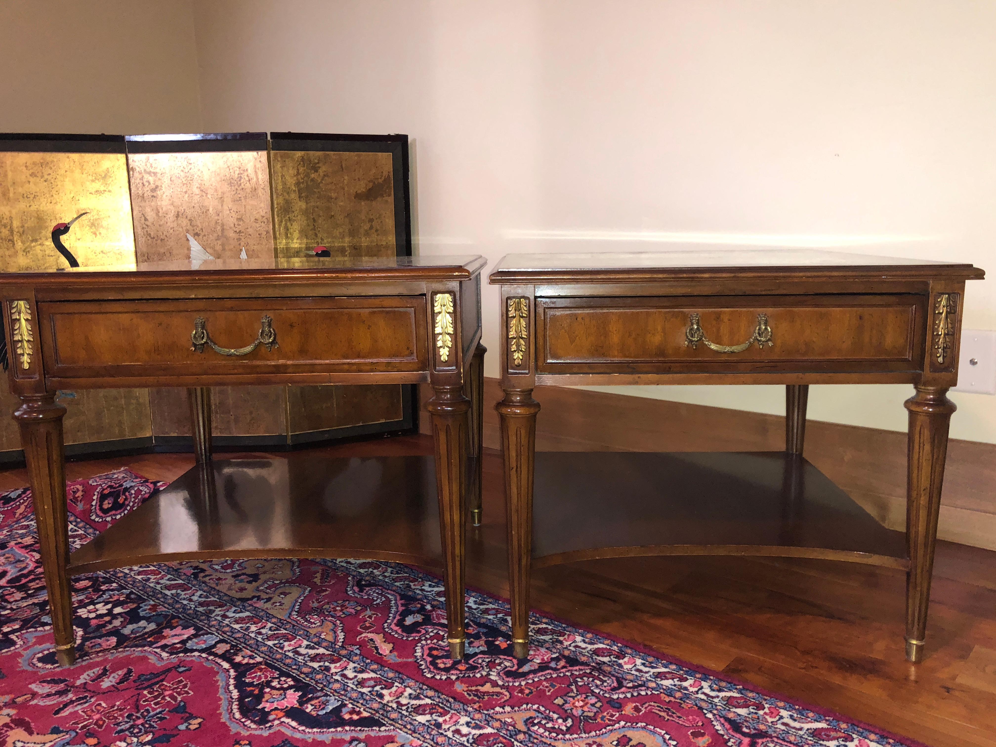 Superb Pair of Classic Henredon 1960s End Tables Drawer For Sale at 1stDibs