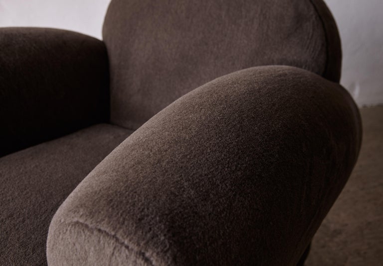 Superb Pair of Club Chairs, Upholstered in Pure Alpaca at 1stDibs