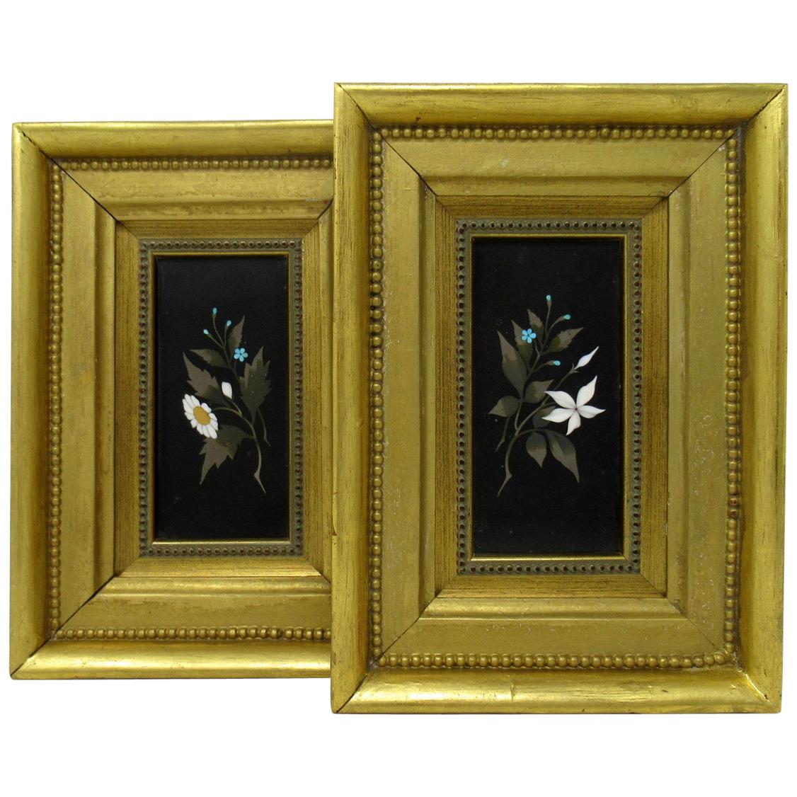 Superb Pair of Framed Pietra Dura Italian Wall Plaques Still Life ...