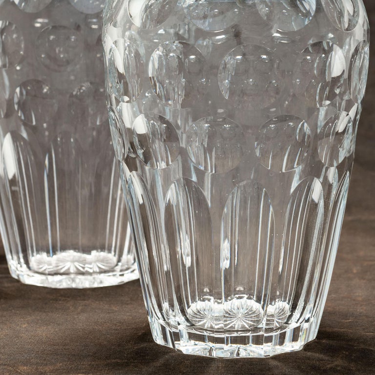 Superb Pair of Large Cut Glass Vases with Silver Collars, circa 1960s ...