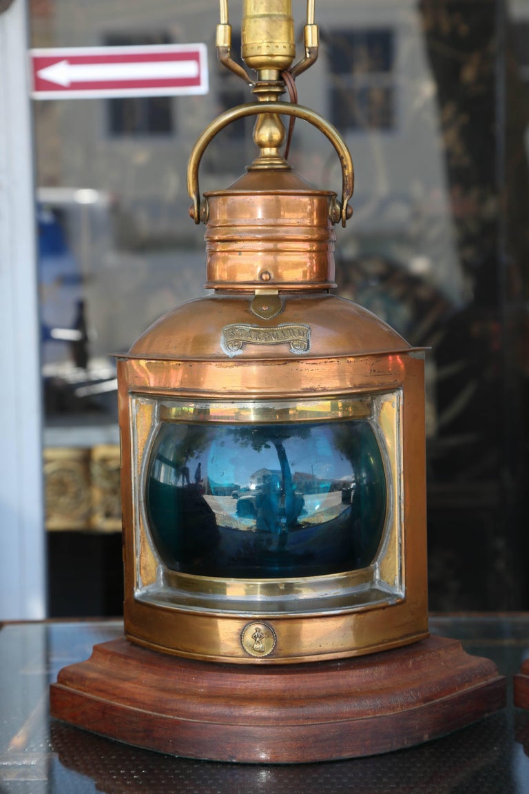 Superb Pair of Vintage Copper Ship Light Lamps at 1stDibs