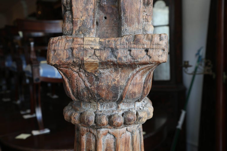 Superb Pair of Wood and Stone Base Pillars or Columns at 1stDibs ...
