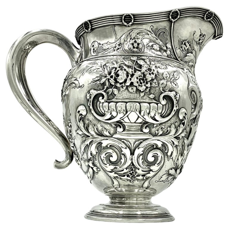Superb Renaissance Style Large Antique Gorham Sterling Silver Pitcher ...