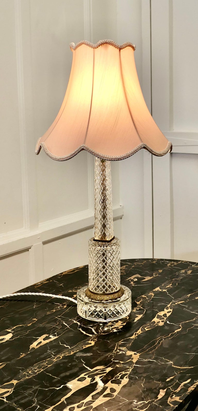 Superb Tall Art Deco Cut Glass Table Lamp For Sale at 1stDibs