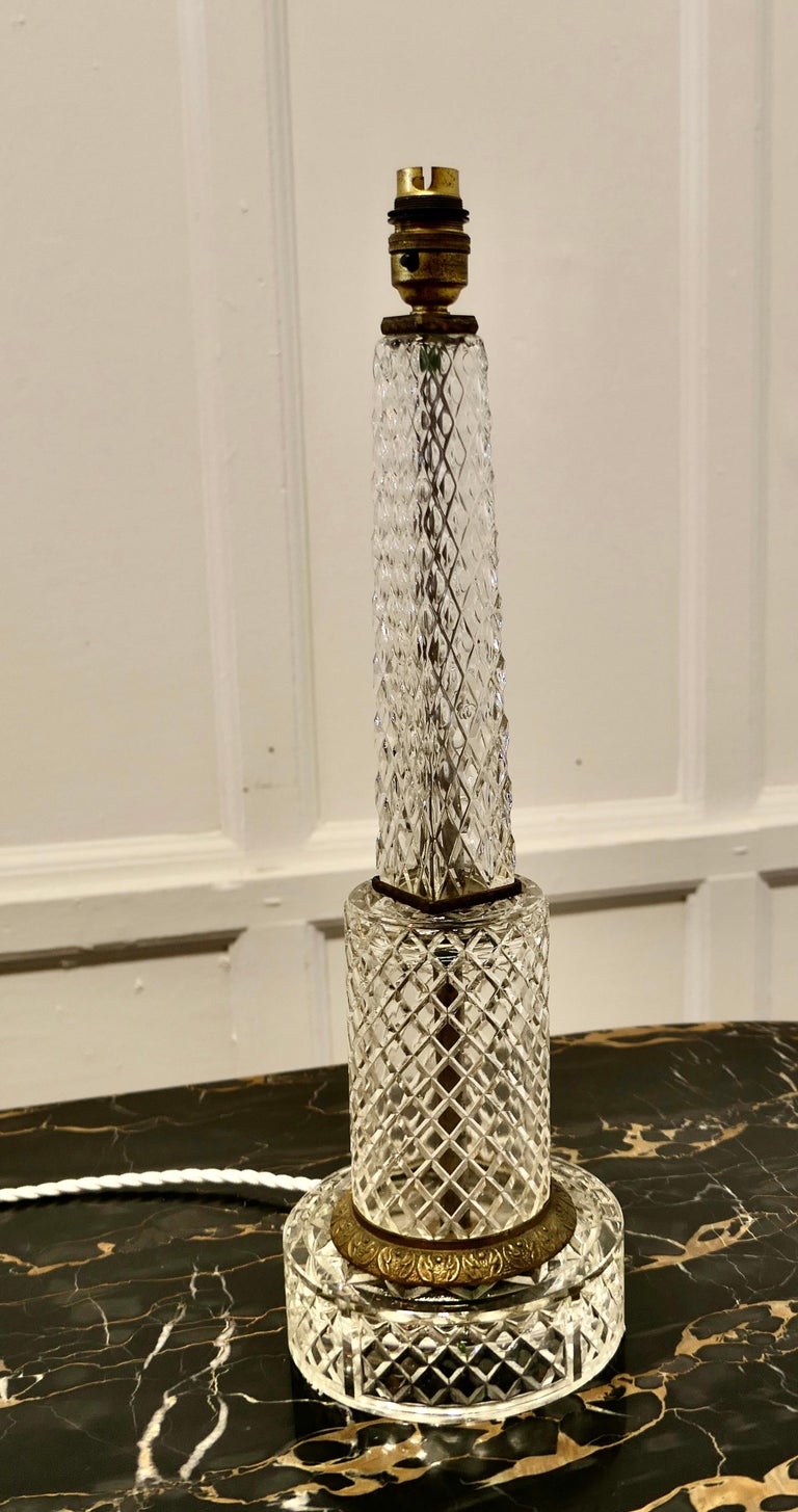Superb Tall Art Deco Cut Glass Table Lamp For Sale at 1stDibs