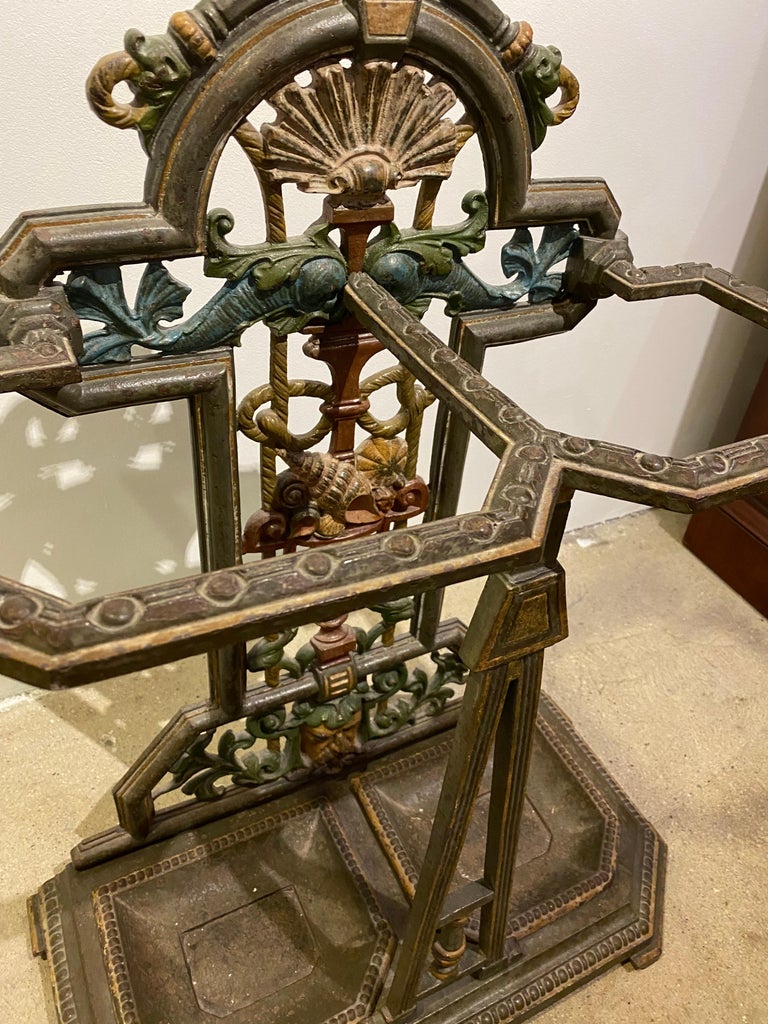 Superb and Unique 19th C Hand Decorated Cast Iron Shell and Dolphin ...