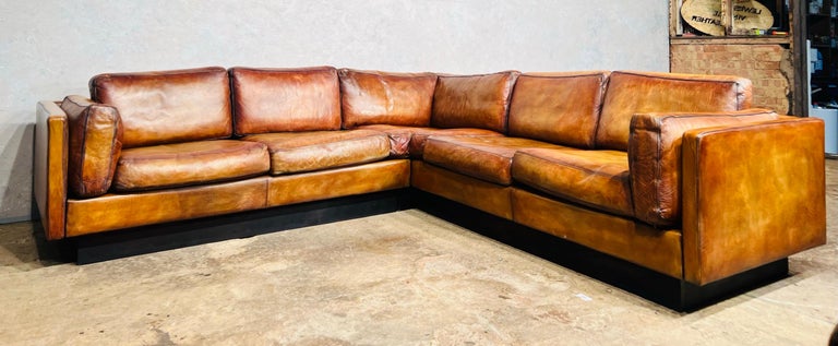 Superb Vintage Thams Kvalitet 1970 Danish Leather Corner Sofa Light Tan ...