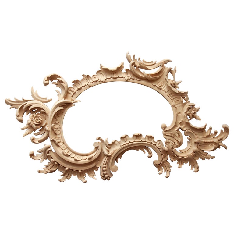 Rococo Superb Wall Mirror Custom Made Carved Wood For Sale at 1stDibs