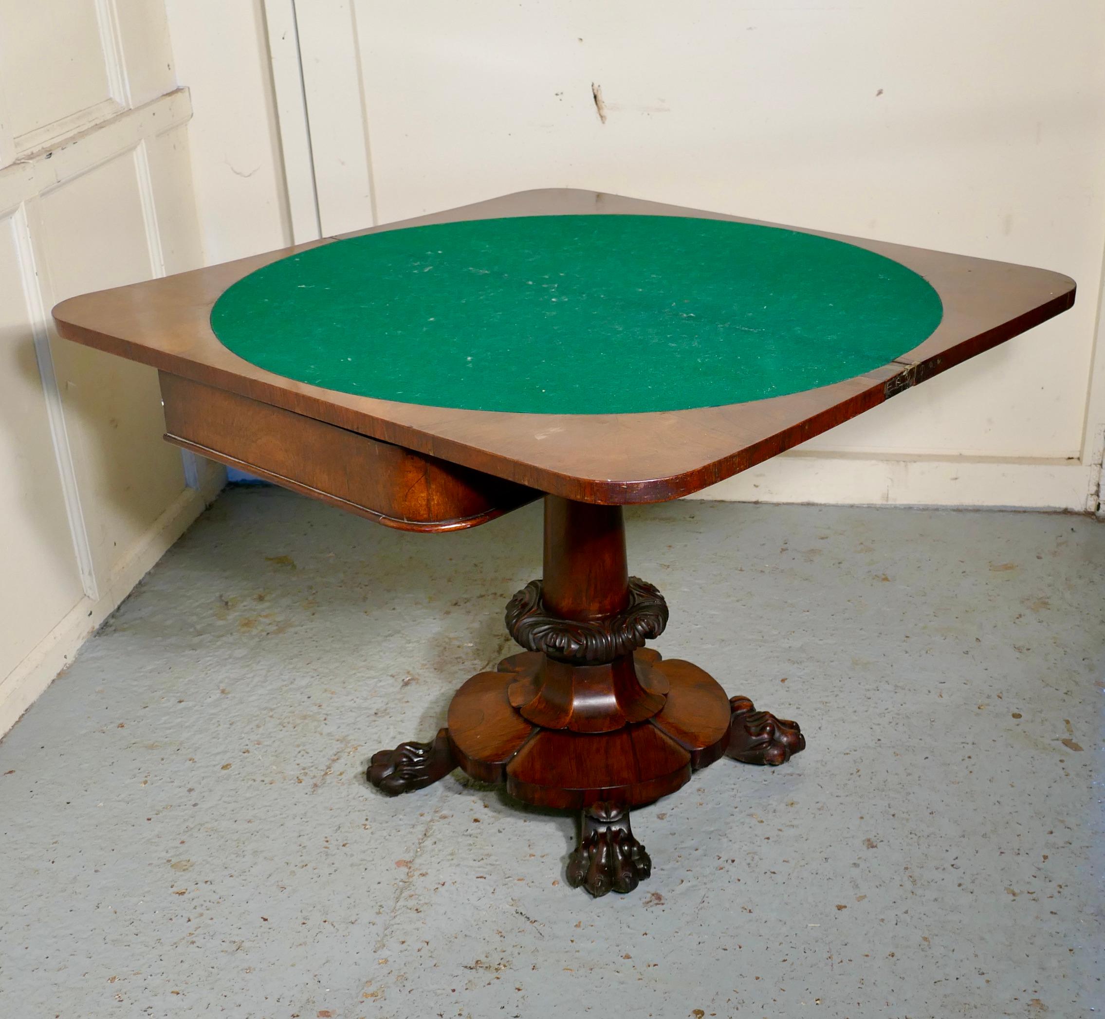 Superb William IV Rosewood Folding Games or Card Table For Sale at 1stDibs