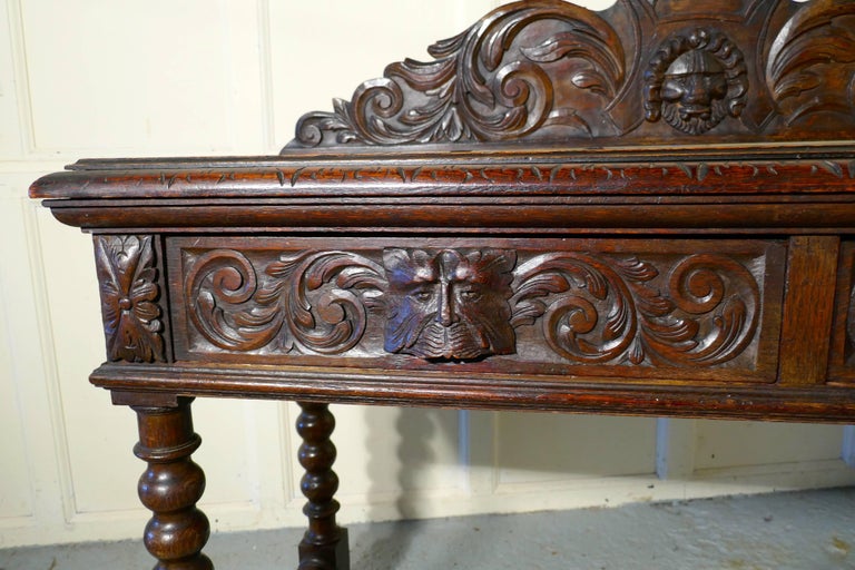 Superbly Carved Green Man Oak Hall Table at 1stDibs