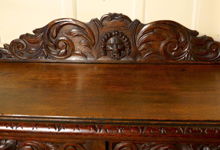 Superbly Carved Green Man Oak Hall Table at 1stDibs