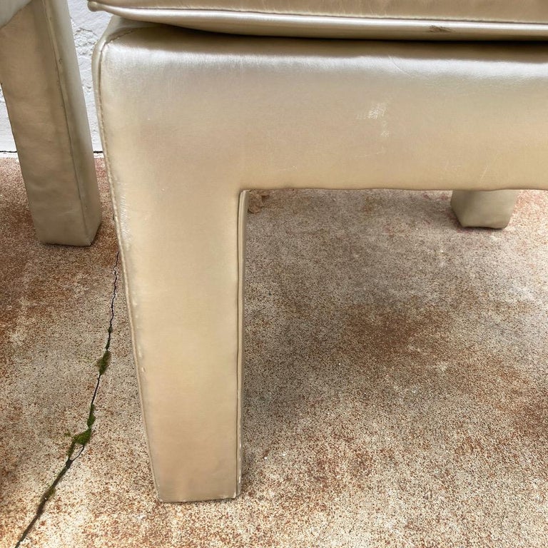 Supercool Pair of 1980s Platinum Leather Covered Parsons Style Stools ...