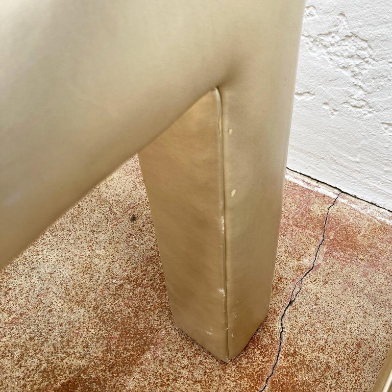 Supercool Pair of 1980s Platinum Leather Covered Parsons Style Stools ...