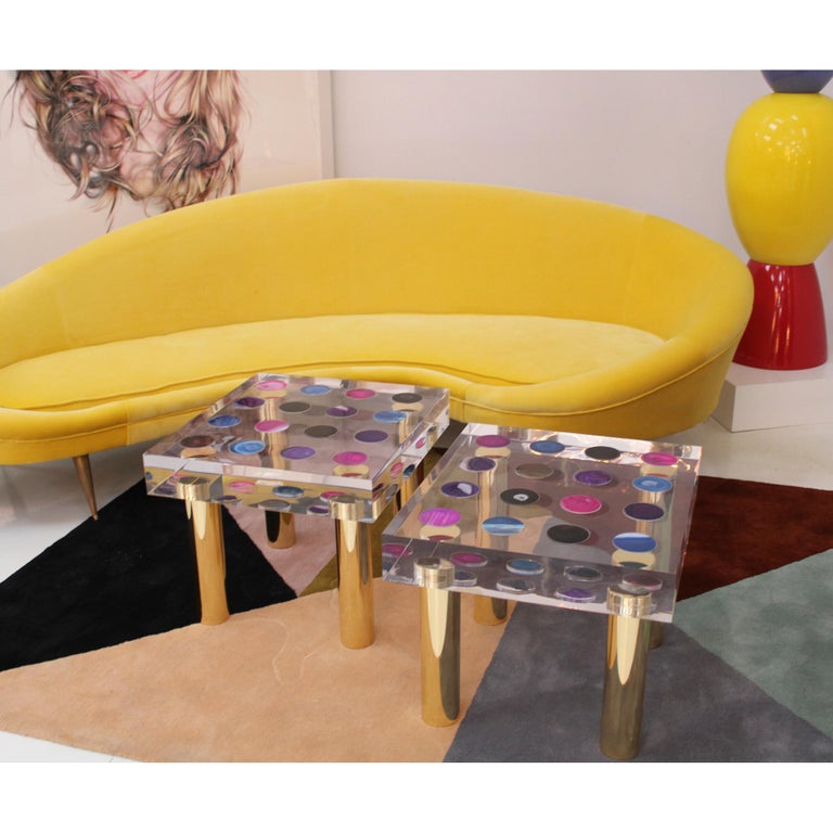 Superego Contemporary Modern Italian Plexiglass and Brass Side Table ...