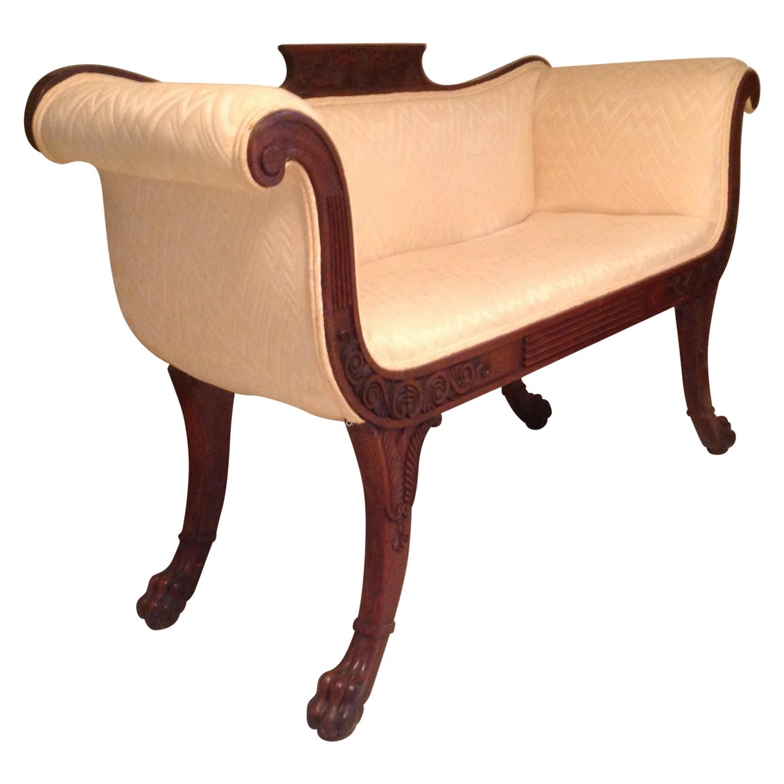 Superior Regency Settee / Hall Seat at 1stDibs
