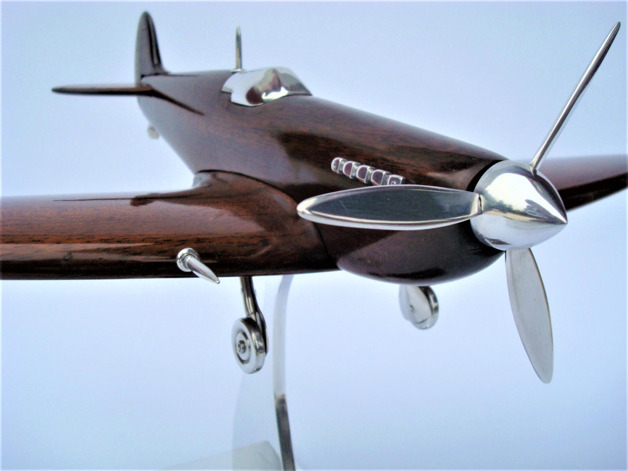 Supermarine Spitfire Wooden and Aluminum Airplane Desk Model, Asprey ...