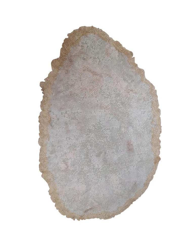 Supersonic Organic Shaped Hand Knotted Silk and Wool Moss Textured Rug ...