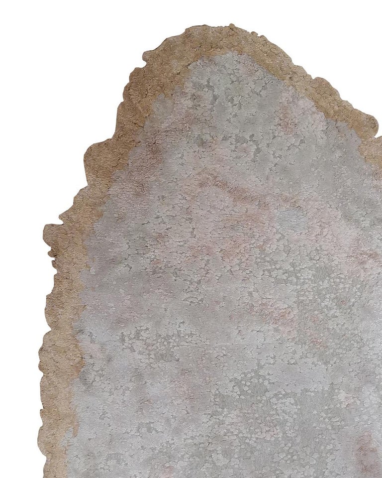 Supersonic Organic Shaped Hand Knotted Silk and Wool Moss Textured Rug ...