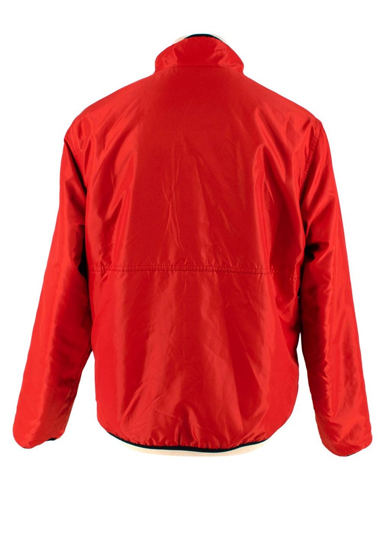 Supreme Cream/Red Fleece Logo Reversible Jacket - Size M at 1stDibs