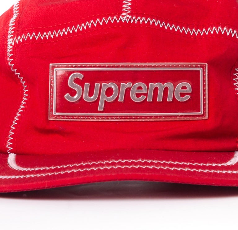 Supreme Red Cloth Logo Cap For Sale at 1stDibs